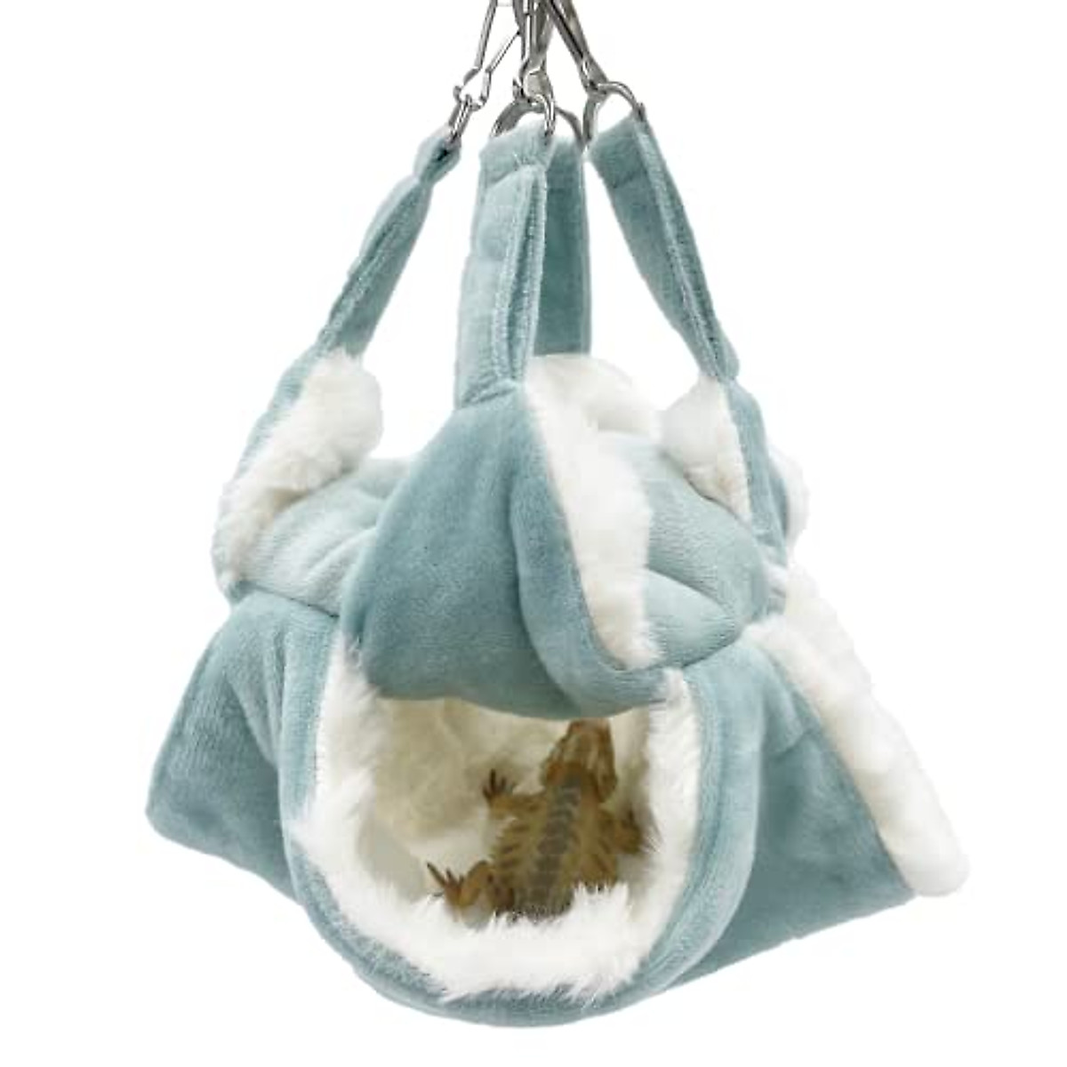 LOZERNE Urtra Soft 2-Tier Hammock for Bearded Dragon; Cozy Hanging Swing Nest with Suction Cup Hooks for Lizard, Gecko and Other Small Animals; Premium Bearded Dragon Tank Accessories (L)