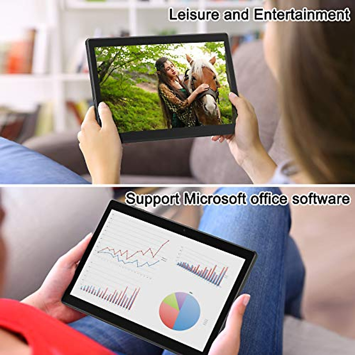 Winsing Android Tablet 10 Inch with 32GB Storage, 1280x800 IPS Touchscreen, Long Battery Life, Support Microsoft Office Software, Wi-Fi, Bluetooth 4.2, Black