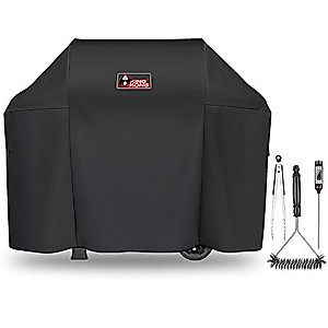 Kingkong 7139 Grill Cover for Weber Spirit II 300 and Spirit 200 Series (with Side Mounted Controls) Gas Grill Including Brush, Tongs and Thermometer