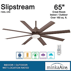 Minka Aire Slipstream 65 in. Integrated LED Indoor/Outdoor Oil Rubbed Bronze Ceiling Fan with Light and Remote Control