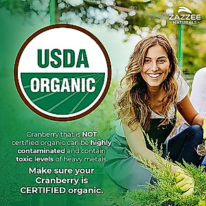 Zazzee USDA Organic Cranberry 25:1 Extract, 12,500 mg Strength, 100 Vegan Capsules, Over 3 Month Supply, Standardized, Concentrated 25X Extract, 100% Vegetarian, Certified Organic, Non-GMO All-Natural