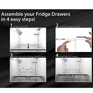 Fridge Storage Container And Egg Holder For Refrigerator, 2-pack clear organizer bins, set for soda, fruit, vegetables, under shelf, Egg Organizer, stackable drawers