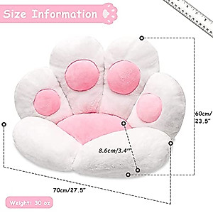 DOBUONO Cat Paw Cushion Cute Chair Cushions Kawaii Cat Paw Shape 28"x 24"Gaming Chair Cushion Kitty Plush Lazy Sofa Pillow for Girl Gamer Chair,Kawaii Accessories Stuff Room Decor (White)
