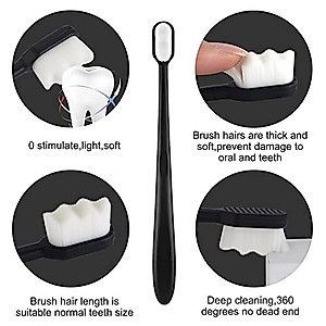 Besfony 4 Pack Extra Soft Toothbrush with 20000 Soft Bristles for Sensitive Gums, Manual Ultra Soft Nano Toothbrushes for Protect Fragile Gums, Perfect for Kids & Adults(Black/White)