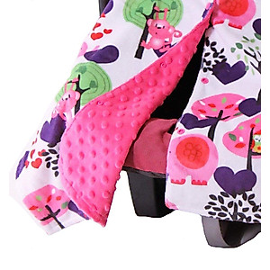 Baby Minky Velboa Carseat Canopy Carrier Cover (Safari/Hot Pink)