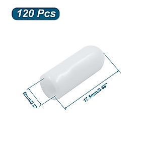 Kyuionty 120PCS Vinyl Flexible Rubber End Caps, 5mm ID Bolt Screw Thread Protectors (White)