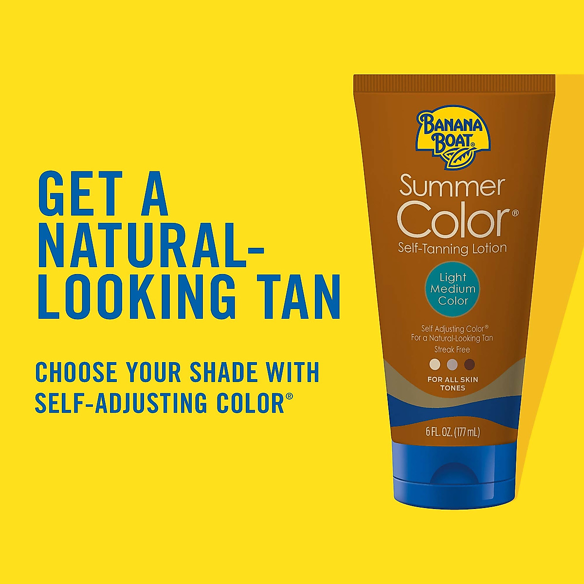 Banana Boat Summer Color Self Tanning Lotion | Light Medium Color for All Skin Tones, Self Tanner Lotion, Sunless Tanning Lotion, Banana Boat Self Tanner, 6oz each Twin Pack