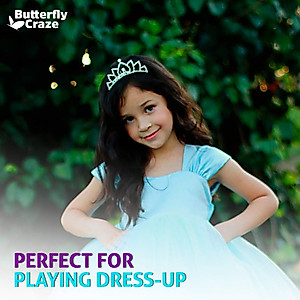 Butterfly Craze Princess Crown Comb Mini Tiara for Kids - Ideal for Wedding Entourage like Flower Girls, Add a Touch of Royalty to Your Child's Birthday Party, Perfect for Dress Up, Pretend Play