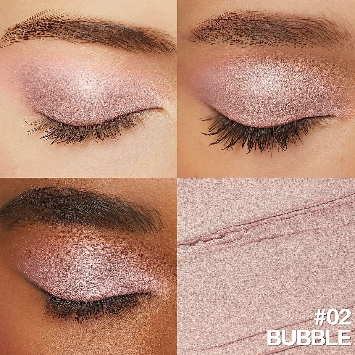 FOCALLURE No Crease Eyeshadow Stick, Creamy Eye Shadow Stick, Matte & Shimmer Eyeshadow Pencil, Smudge-proof, Built-in Smudger, BUBBLE