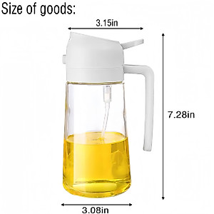 2 in 1 Olive Oil Dispenser Bottle for Kitchen,Oil Sprayer for Cooking, 1.56oz/470ml Premium Glass Oil Bottle, Food-grade Oil Mister for Air Fryer, Salad, Frying, BBQ (Black)