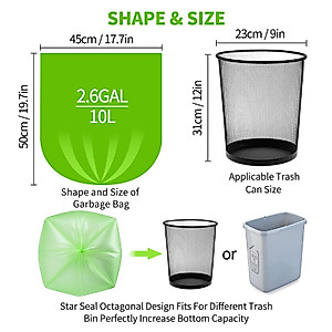 [200 Counts] 2.6 Gallon Biodegradable Trash Bags | Eco-Friendly, Unscented, 10L Small Size Bags for Bathroom Bedroom Office Kitchen Trash Can | Compostable Garbage Bag by EnvoWise