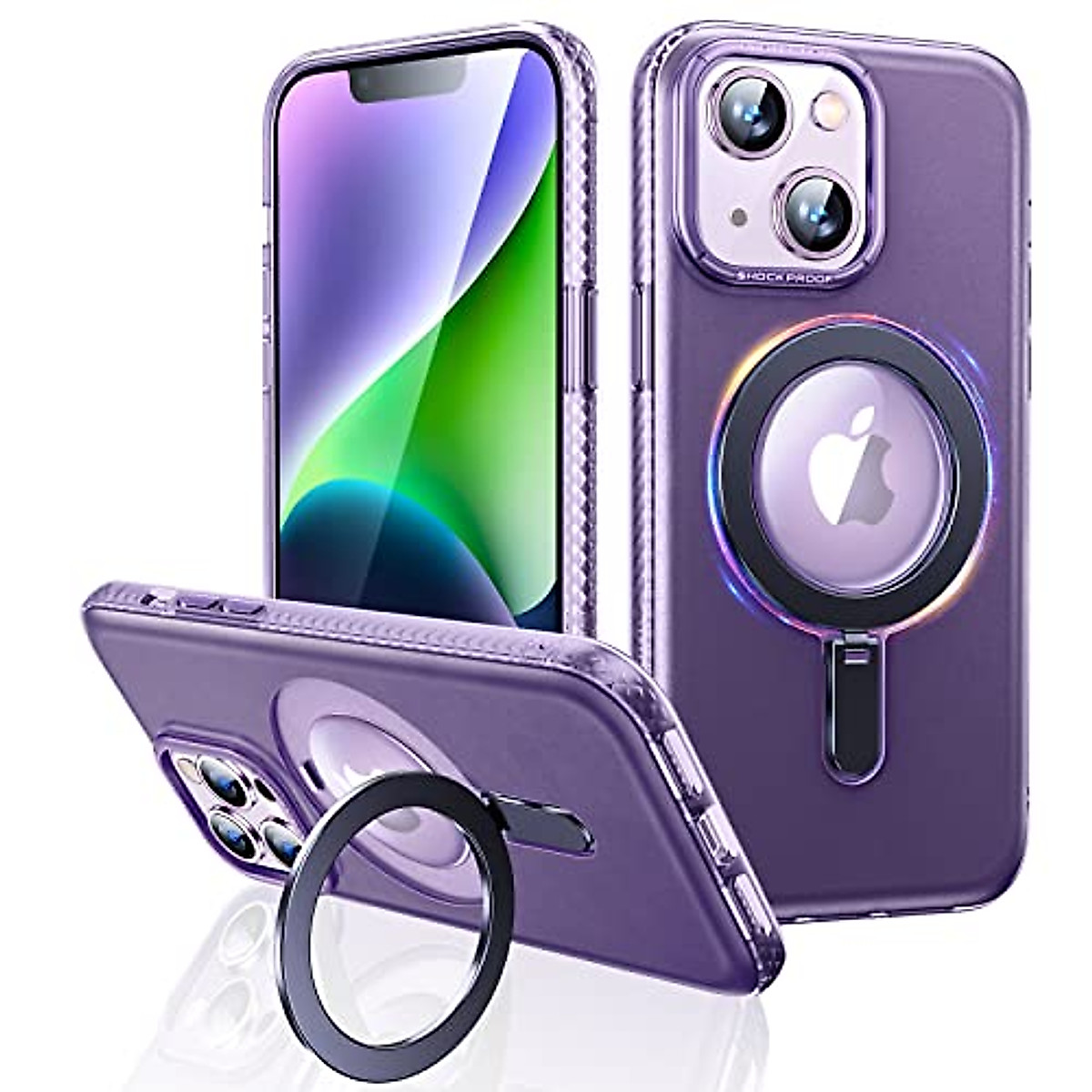 JUESHITUO for iPhone 14 Plus Case [Not Yellowing] [Military Grade Protection] [No.1 Strong Magnets] Magnetic Built-in Compatible with MagSafe Case 6.7 inch, Deep Purple