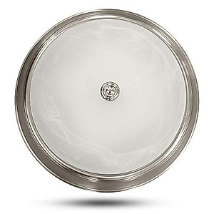 MingBright 15 inch LED Flush Mount Ceiling Light Fixture with Alabaster Glass Shade 16W 1050LM 3000K Warm White Dimmable Damp Location Use Ceiling Lamp for Living Room, Bathroom