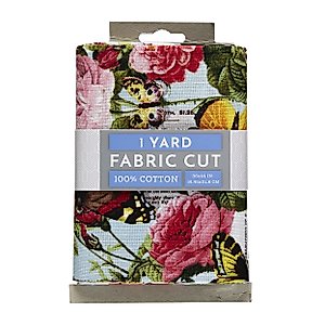 David Textiles Butterfly & Roses Cotton 1 Yard Cut, Pink Yard
