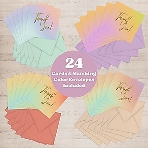 Thank You Cards With Envelopes - Gold Foil Stamp Text - Stylish, Colorful, Cute Thank You Notes For Birthdays, Holidays, Business - 5 x 5 Inches