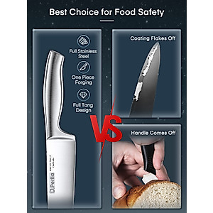 D.Perlla Knife Set, 14 Pieces Kitchen Knife Set with Clear Acrylic Knife Holder, Stainless Steel Super Sharp Chef Knife with Hollow Handle in One Piece Design