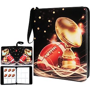 Trading Card Binder 900 Pockets, Football Card Binder Holder with 50 Removable Sleeves Fits 900 Sport Cards, Football Card Gifts Collector Album with Zipper Storage Display Case