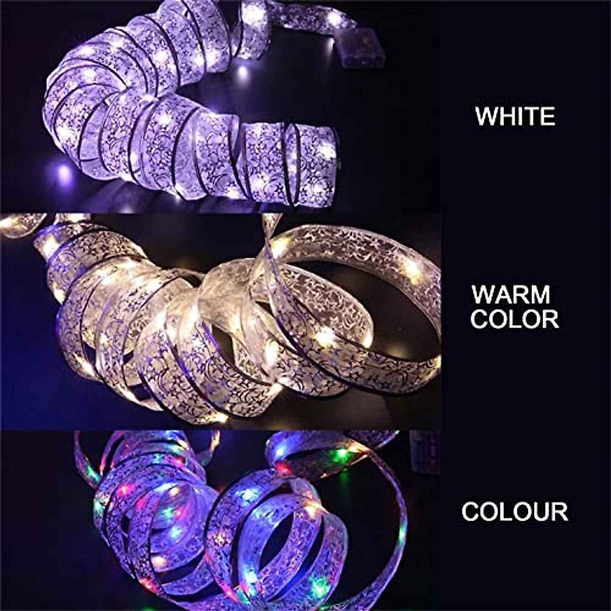 YUNAIYI Christmas Decor Ribbon Light Strings Extra Long 5M 50 Lights Battery Powered Enengy-Saving Waterproof Fairy Led Strip Lights for Bedroom Patio Garden Party Home Christmas Decoration, White