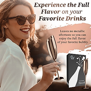 Rose Gold Champagne Flutes,Champagne Flutes Glass,Unique Champagne Glasses,Great Wedding Glasses for Bride and Groom or Bachelorette Parties,Toasting Glass, Mr and Mrs Flutes, Mimosa Glass