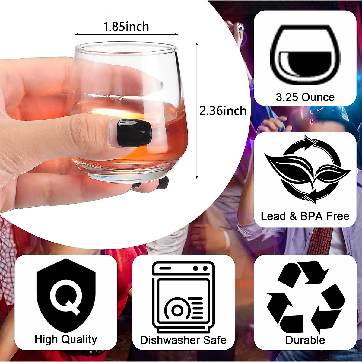 Set of 24 Shot Glasses 3.25 oz Tequila Glasses Heavy Base Whiskey Tasting Glasses Glass Cups Small Liquor and Spirit Glasses Tequila Bar Glasses Shooter Glass for Drinking Tasting Espresso Beer Juice