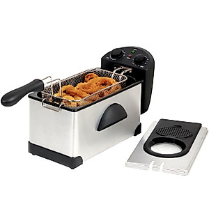 MegaChef Electric Oil Deep Fryer with Adjustable Temperature Control and Timer (3.17 Quart)