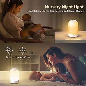G Keni Baby Night Light for Kids, LED Touch Lamp, Stepless Dimming Nursery Lamp with Timer, Breastfeeding, Diaper Change, Sleep Aid, USB Rechargeable White/Natural/Warm Bedside Light for Bedroom