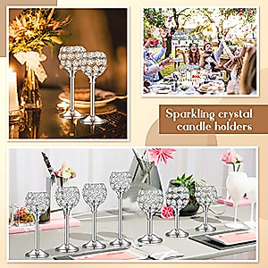 18 Pieces Crystal Candle Holders Bulk Candle Stick Holder Centerpieces for Table Wedding Centerpieces Crystal Decorative Tealight Candle Dining Table Candle Holder Decor for Party (Silver)
