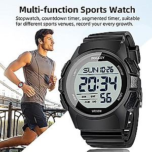 Beeasy Men Digital Sports Watch,Waterproof Watch with Stopwatch ...