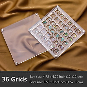 XronSlute Acrylic Magnetic Seashell Display Box,DIY Seashell Display Box,Clear Storage Box for Seashell,Gemstones,Nail,Jewelry (1Pc 36 Grids Small)