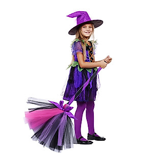 FOMIYES Halloween Witch Broom, Plastic Halloween Broom Toy, Witches Cosplay Broomstick Prop for Halloween Party Costume Accessories