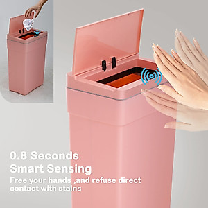 13 Gallon Trash Can, Automatic Kitchen Trash Can with Motion-sensing Lid, Touchless High-capacity Garbage Can Rectangular Trash Can with Lid, Plastic Garbage Cans for Kitchen Bathroom Bedroom Office