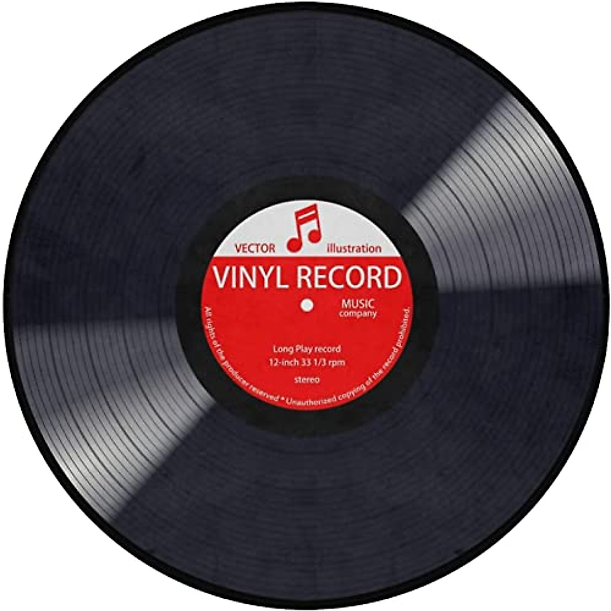 Music Record Black Round Area Rug for Bedroom Living Room Study Playing Non-Slip Floor Mat Carpet Home Decor Rugs 3' Diameter