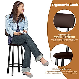 Recaceik Dining Table Set for 4 Bar Kitchen Table and Chairs for 4, Counter Height Dinner Table with 4 PU Leather Upholstered Backrest Stool, Dining Room Breakfast Table Set for Apartment