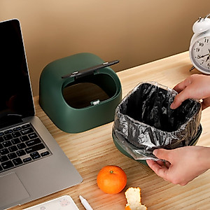 RAMFIYN Cute Trash Can, Mini Trash Bin for Desk, Pop Up Trash Can for Camping SUV, Drive Auto with Locking Lid Press - Green