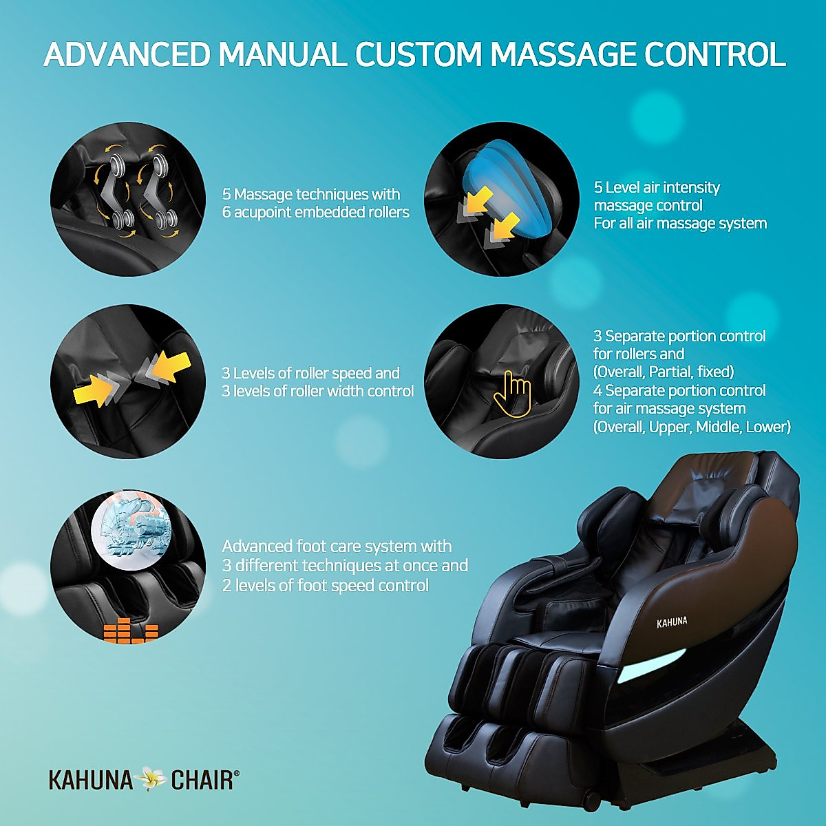Kahuna Massage Chair SM-7300 Dark Brown/Black for Premium Quality Comfort and Relaxation at Home- Top Performance-Total 9 Auto Programs Including 4 Special Programs with SL-Track Rollers