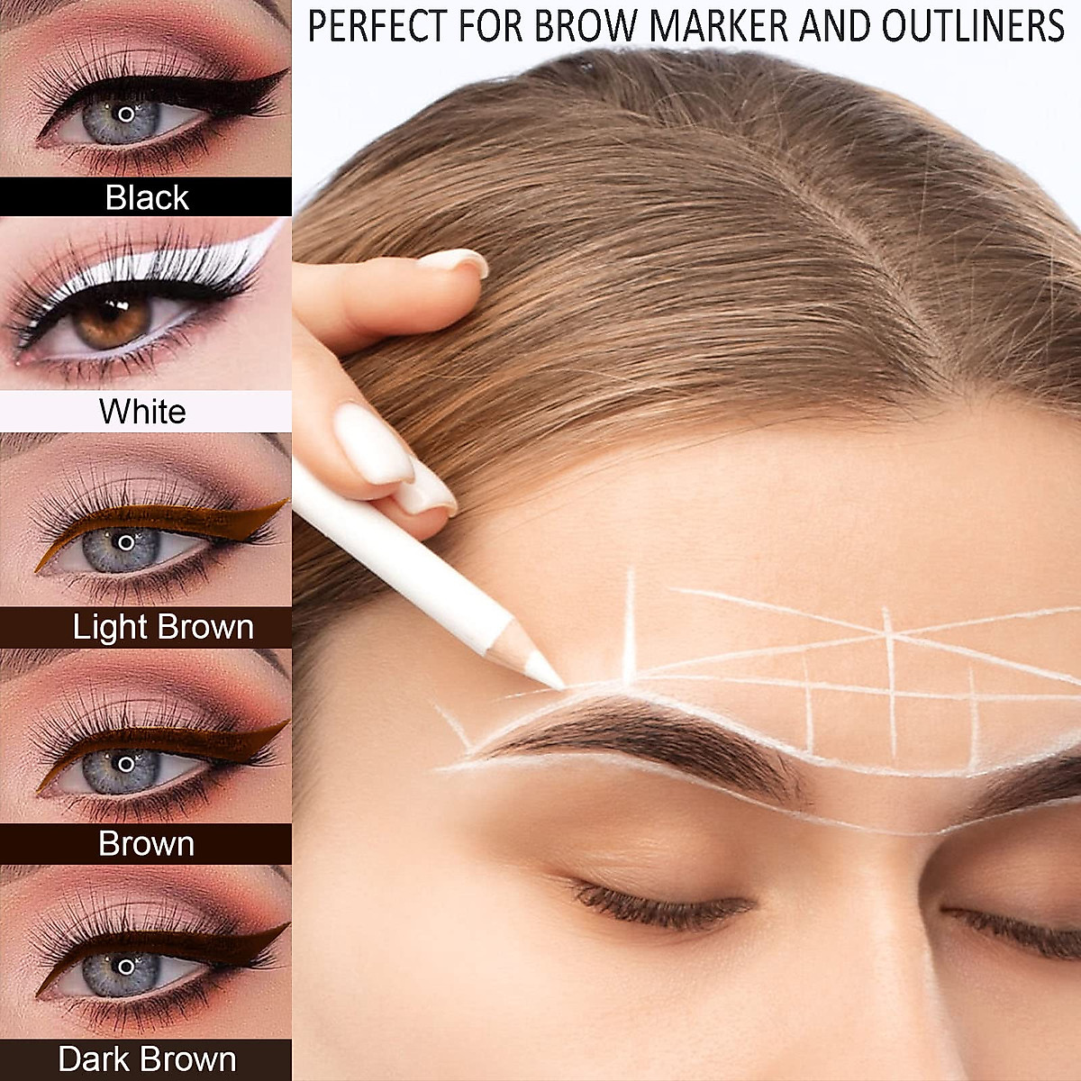 Zevni SUMEITANG Eyeliner Pencil 12 Pcs 2 in 1 Wooden Black Eye liner & Eyebrow Pencil Women Makeup Easy to Color Long lasting Waterproof