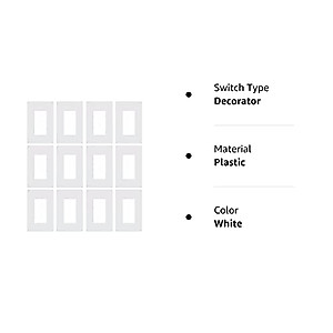 Lutron Claro 1 Gang Decorator/Rocker Wallplate, Gloss, White (12-Pack) | CW-1-WH