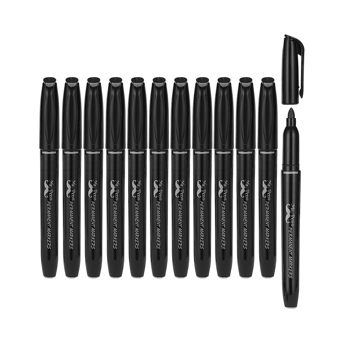Mr. Pen- Permanent Markers, 12 Pack, Black, Fine Tip, Black Markers, Marker Set, Fine Tip Markers, Black Permanent Markers, Permanent Markers Black Colors