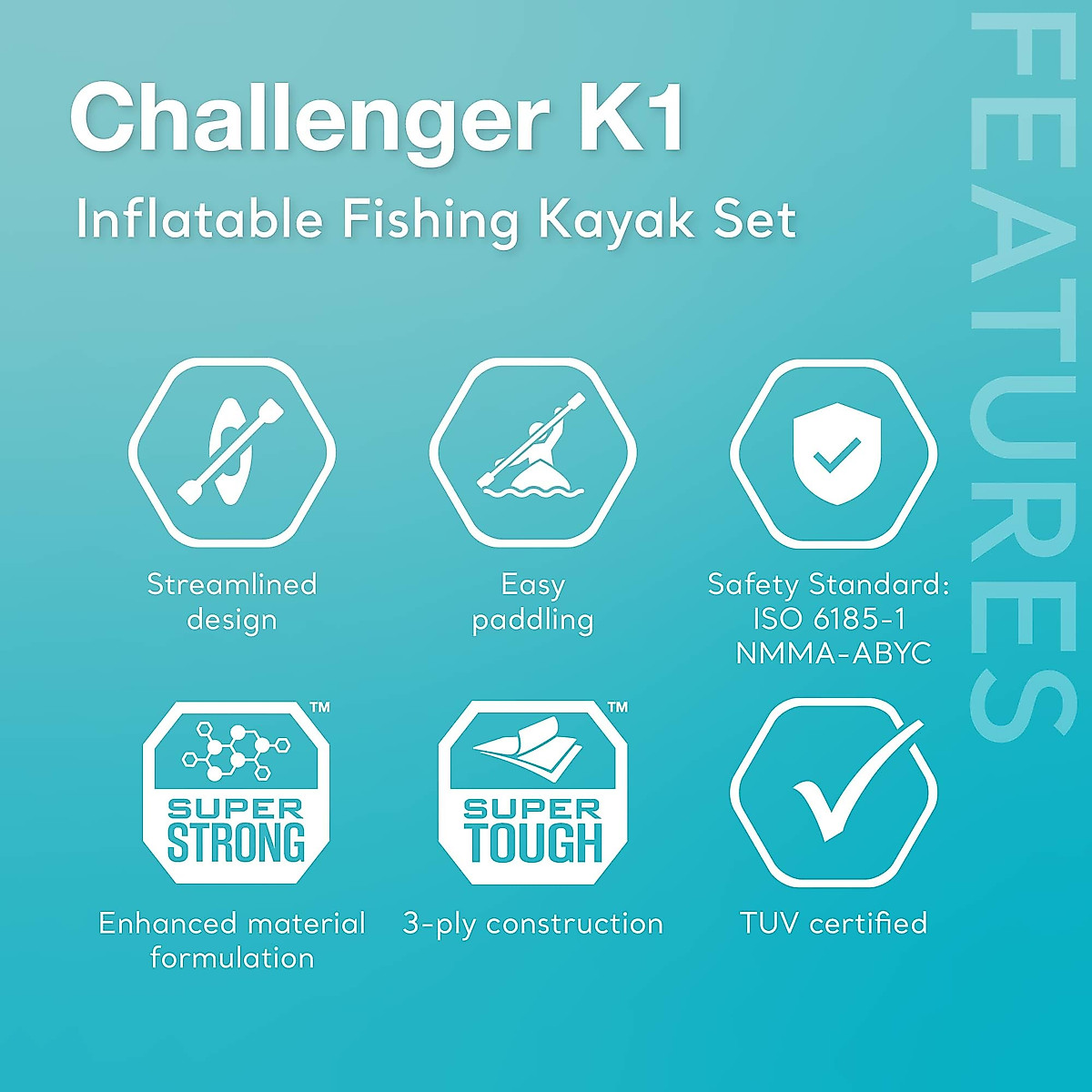 INTEX 68305EP Challenger K1 Inflatable Kayak Set: Includes Deluxe 86in Kayak Paddles and High-Output Pump – Adjustable Seat with Backrest – Removable Skeg – 1-Person – 220lb Weight Capacity