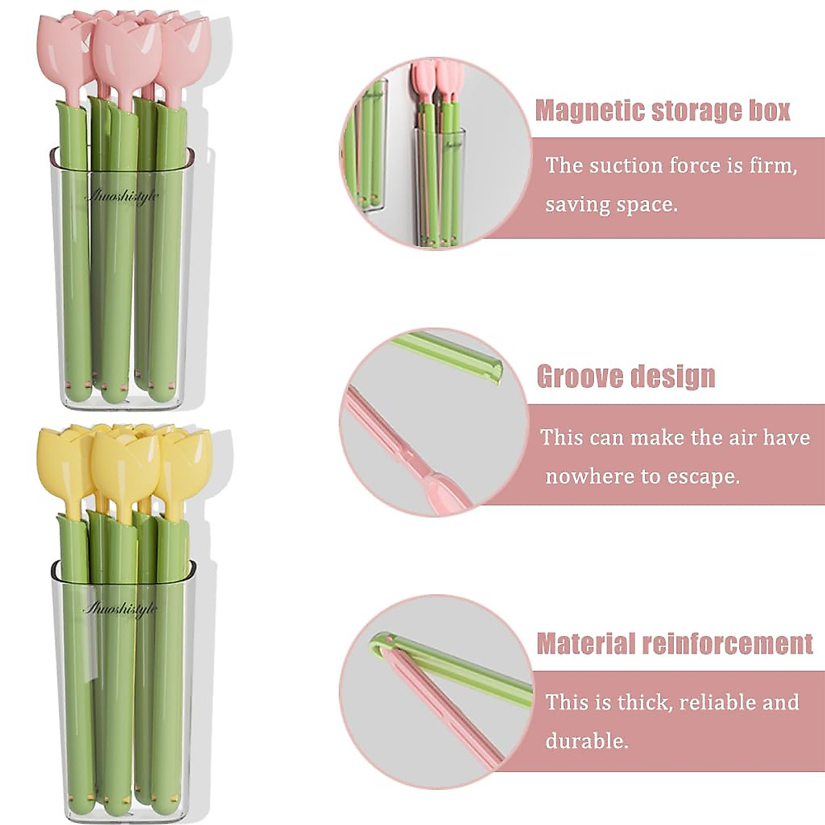 Ouliget Magnetic Refrigerator Sealing Clip,Cute Tulip Shaped Food Packages Clips，Chip Clips with Magnet Storage Box Fridge Magnets, Food Freshness Bag Clip Kitchen Accessories,2 Pieces of 10