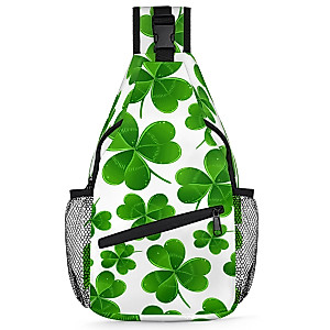 St. Patrick's Day Clover Sling Bag Crossbody Bag for Women and Men Shoulder Bag Travel Hiking Backpack Casual Daypack Cross Body Chest Bag