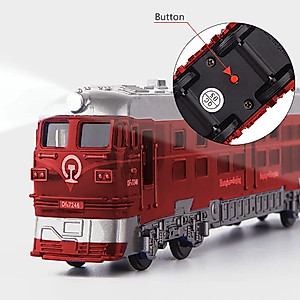 Mini Trains Toys Model Moved by Inertia for Kids with Sound & Light - Train Set for 3 4 5 6 7 Years Old Boys Girls Classic Toy Gift for Holiday, Birthdays or Christmas
