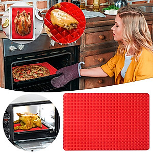 2 Pack Non-Stick Baking Cooking Mat, Silicone Baking Mat Cooking Pan Large Non Stick Fat Reducing Silicone Cooking Mat Oven Baking Tray Sheets Grilling BBQ