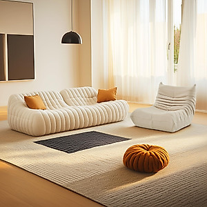 VASOENY 35.8'' X 41.3'' Armless Fireside Chair, Oversized Soft Sherpa Fabric Floor Lounge Sofa Couch, Comfy Single Lazy Sofa, Leisure Bean Bag Chair for Living Room, Bedroom, Office, Apartment