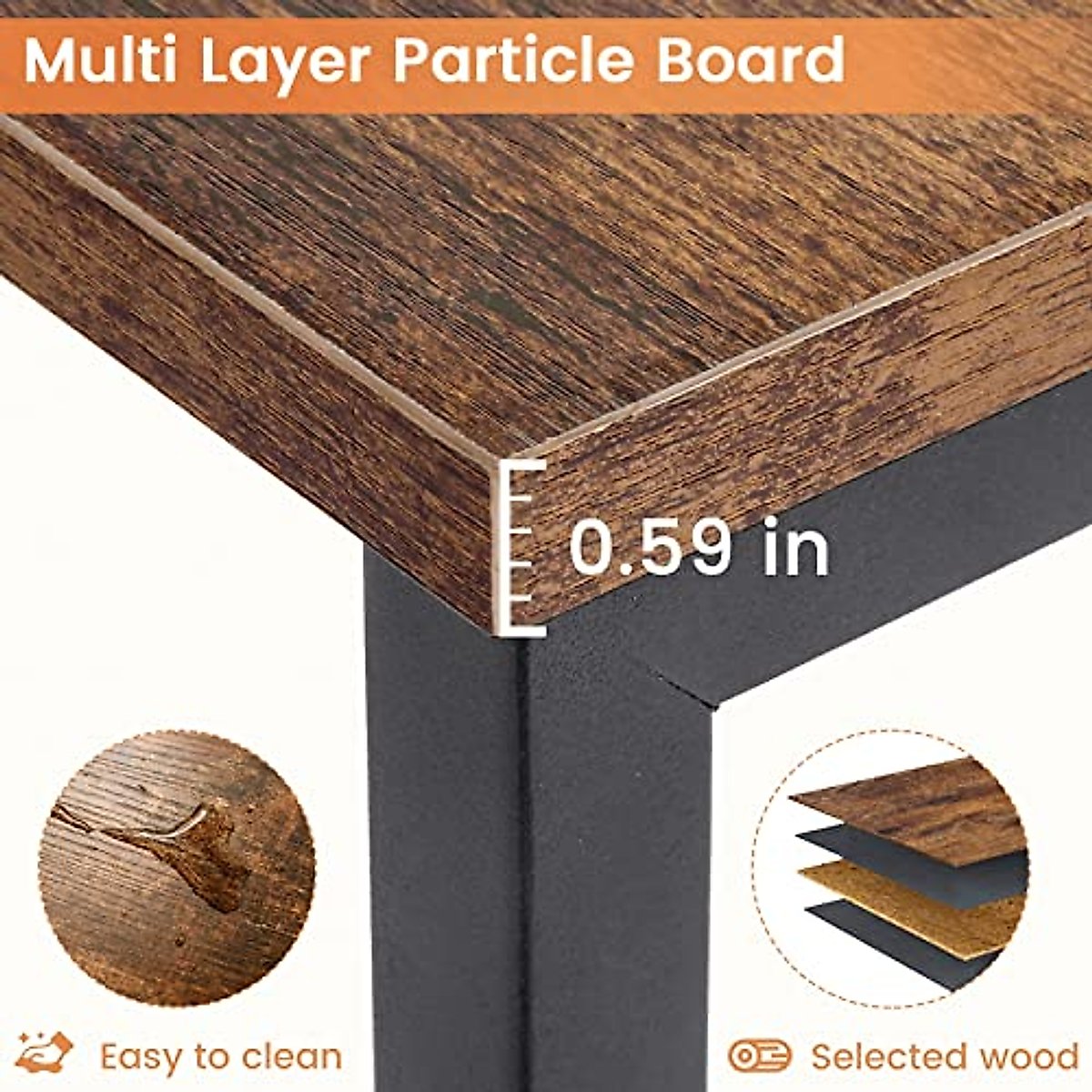 Gdvsclr Nesting Tables Set of 3, End Table with Adjustable Height, C Shaped End Table for Sofa Couch Bed, Nesting Side Tables for Living Room Bedroom, Rustic Brown