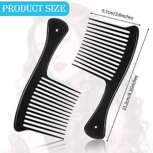 3 Pieces Wide Tooth Comb Jumbo Rake Comb, Detangler Salon Shampoo Comb for Long, Curly and 4c Hair (Black, Blue, Pink)