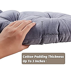 Big Hippo Solid Twill Swivel Rocker Chair Cushion, Rocking Chair Cushion,Soft Thicken Rocking Chair Cushion with Ties for Outdoor Indoor Home Office,Gray 48" x18"