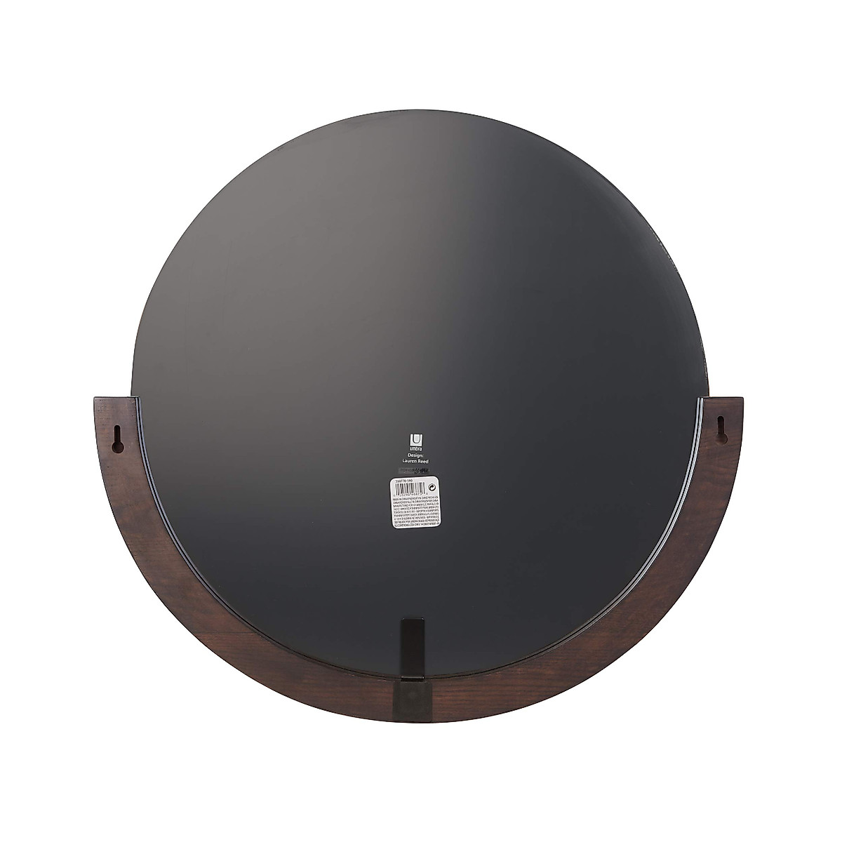 Umbra Mira Decorative Wall Entryway, Circular Mirror with Wood Frame on The Bottom Half, 22.5 Inch, Aged Walnut