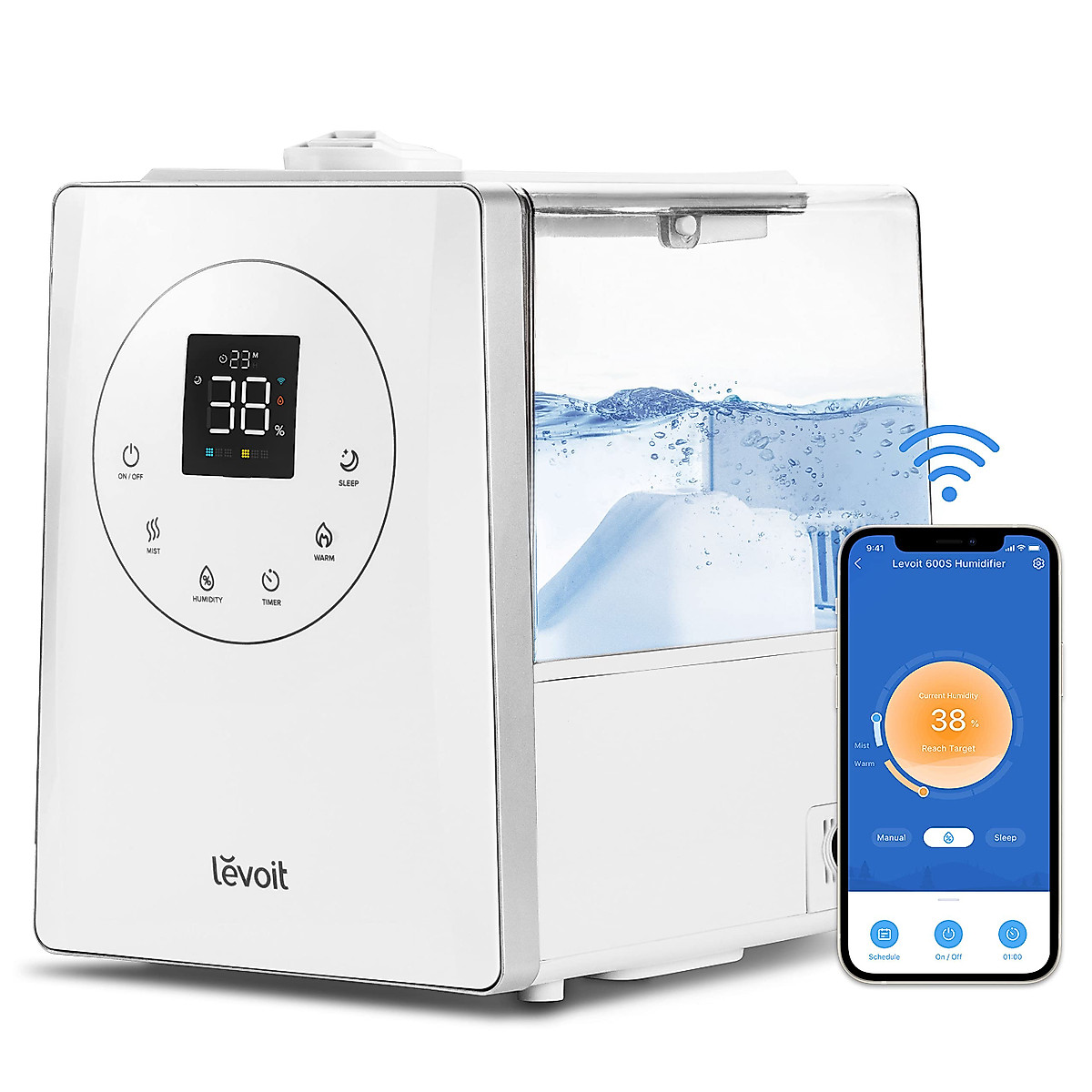 LEVOIT Humidifiers, White & Humidifiers for Bedroom Large Room Home, Smart Wifi Alexa Control, 6L Top Fill Cool Mist, Gray