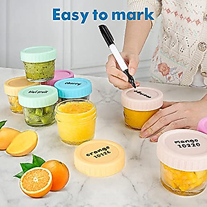WILLDAN 24-Pack Glass Baby Food Storage Containers - 4 oz Baby Food Storage Jars with Lids, Baby Food Maker, Microwave, Dishwasher & Freezer Safe